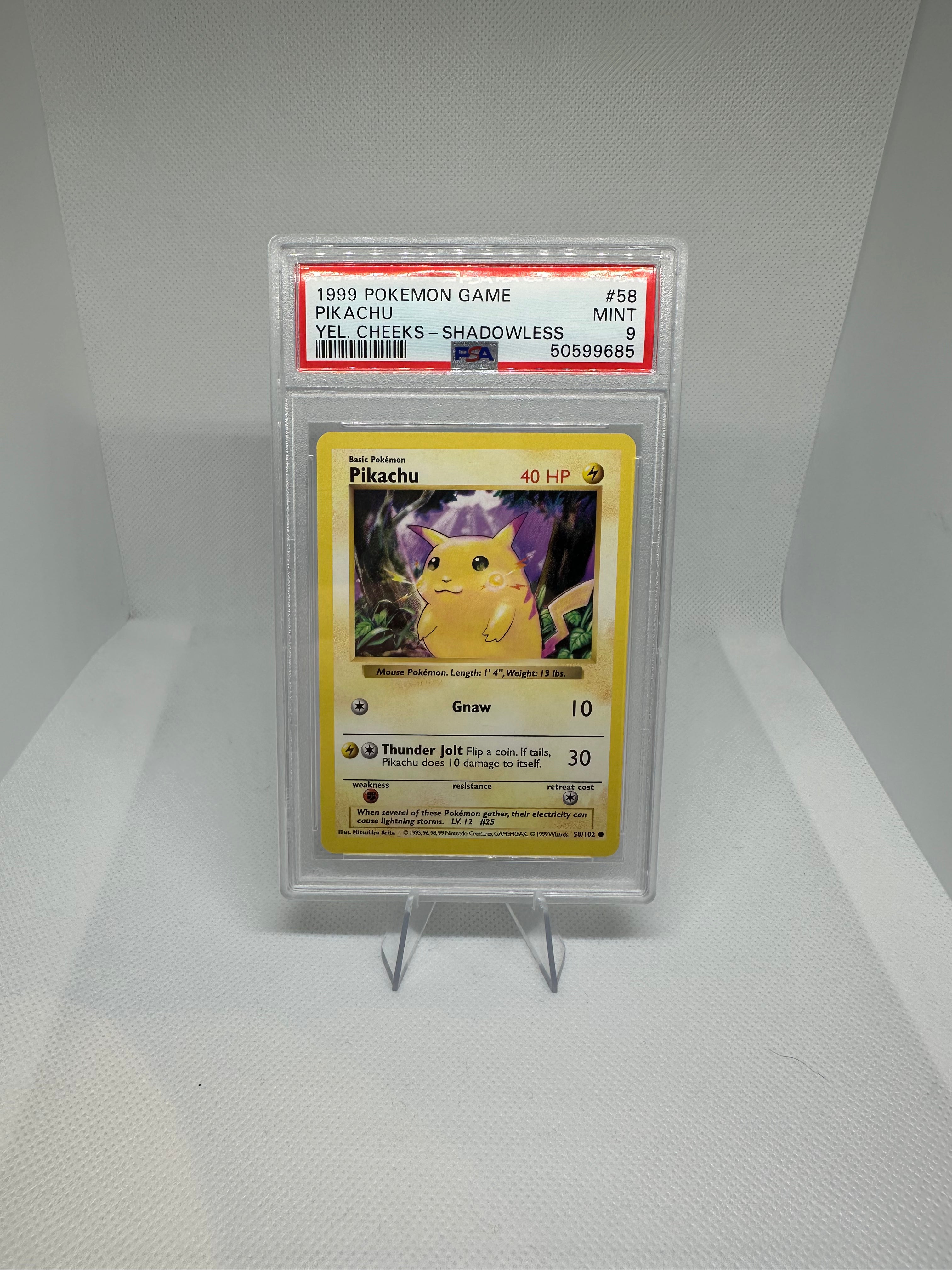 1999 PIKACHU Yellow Cheeks Shadowless PSA 9 – Insaiyan Cards